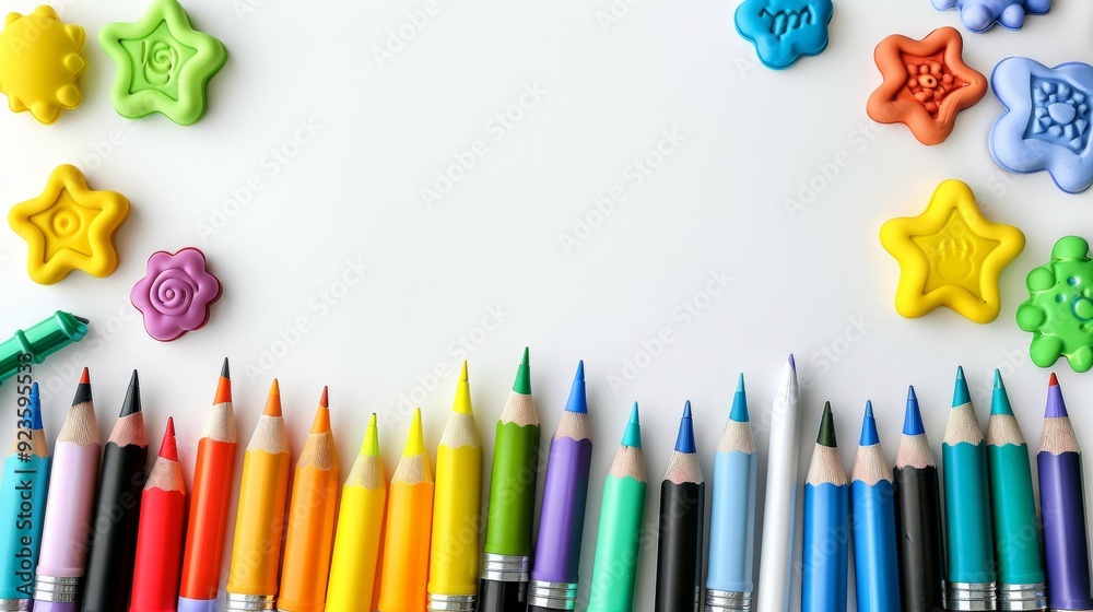 Colorful Education Back to School Background with Pencils and Playdough ...