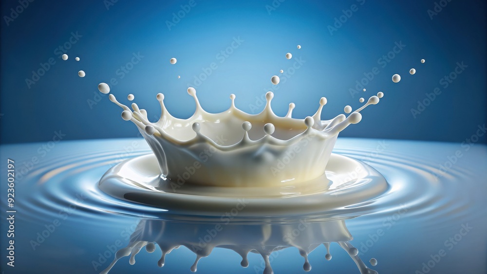 Milk crown splash in milk pool with ripples, milk, splash, crown, pool ...