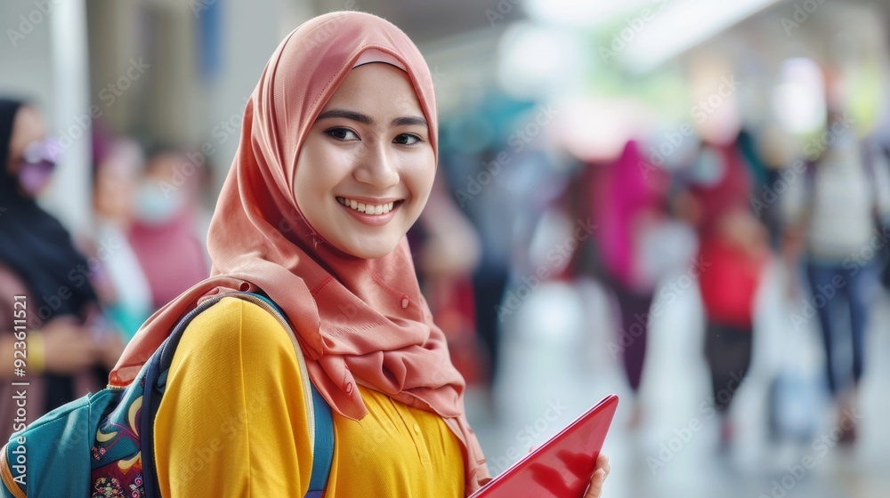 Muslim girl, student islamic freelance entrepreneur, job concept for ...