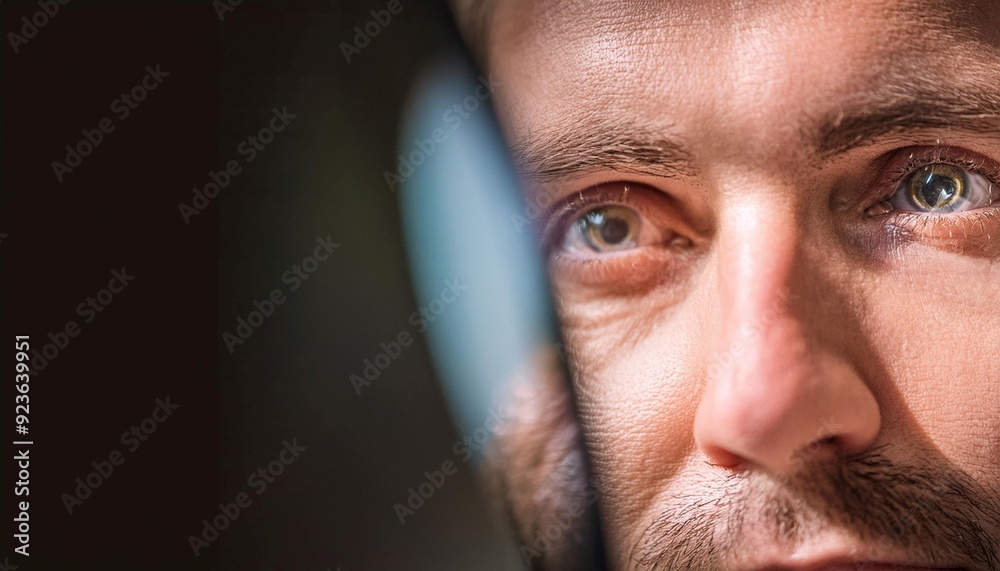 Person looking at themselves in a mirror, representing self reflection ...