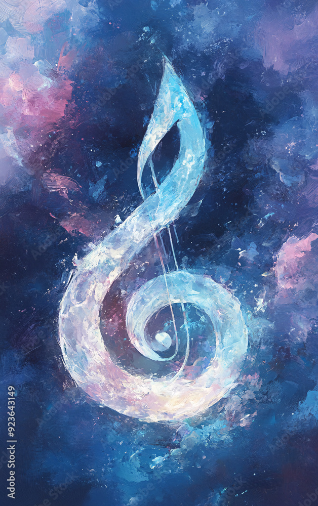 Abstract musical notes in creative forms, featuring ethereal smoke ...