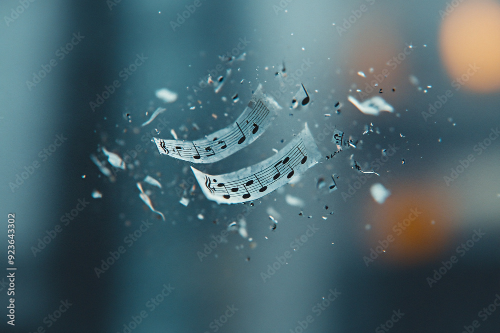 Abstract musical notes in creative forms, featuring ethereal smoke ...