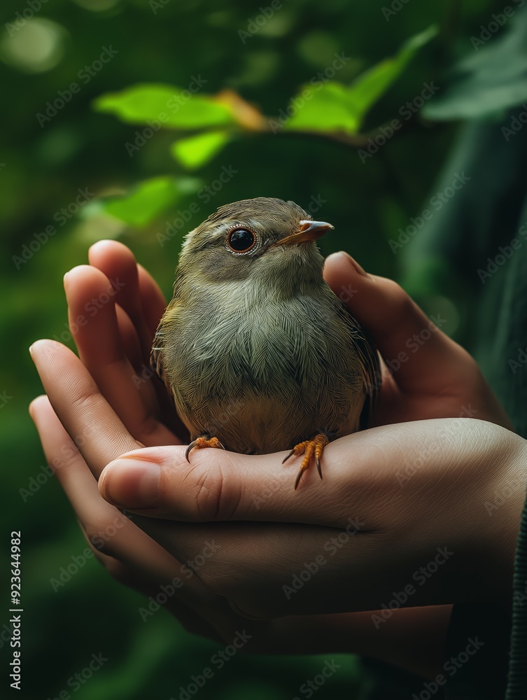 A Close-Up of Hands Gently Cradling a Small Bird Ready for Release into ...