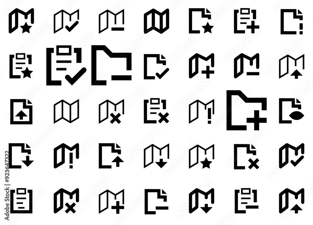 Set Of Files And Folders Outline Collection Icons Web Header Banner ...