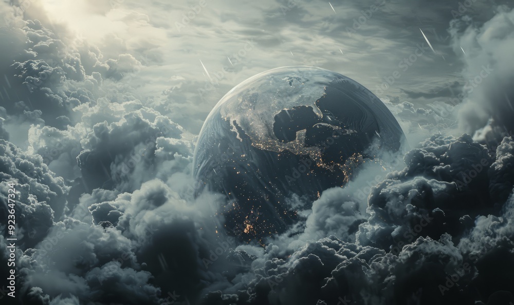 Toxic clouds enshroud the poisoned planet, a stark symbol of ...