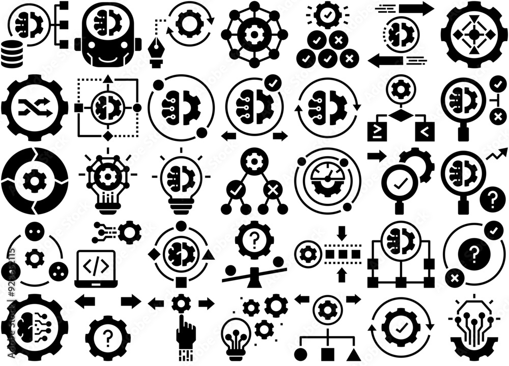Mega Set Of Vector Decision Intelligence Glyph Icons Silhouette Vector ...