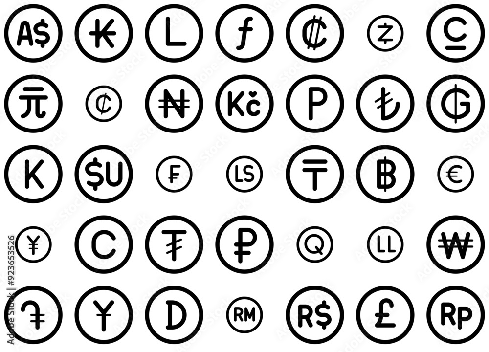 Mega Set Of Vector Currency Icons Web Header Banner Design Containing ...