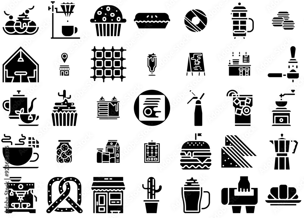 Mega Set Of Vector Cafe Solid Vector Symbols Apps, Websites Ui Designs ...