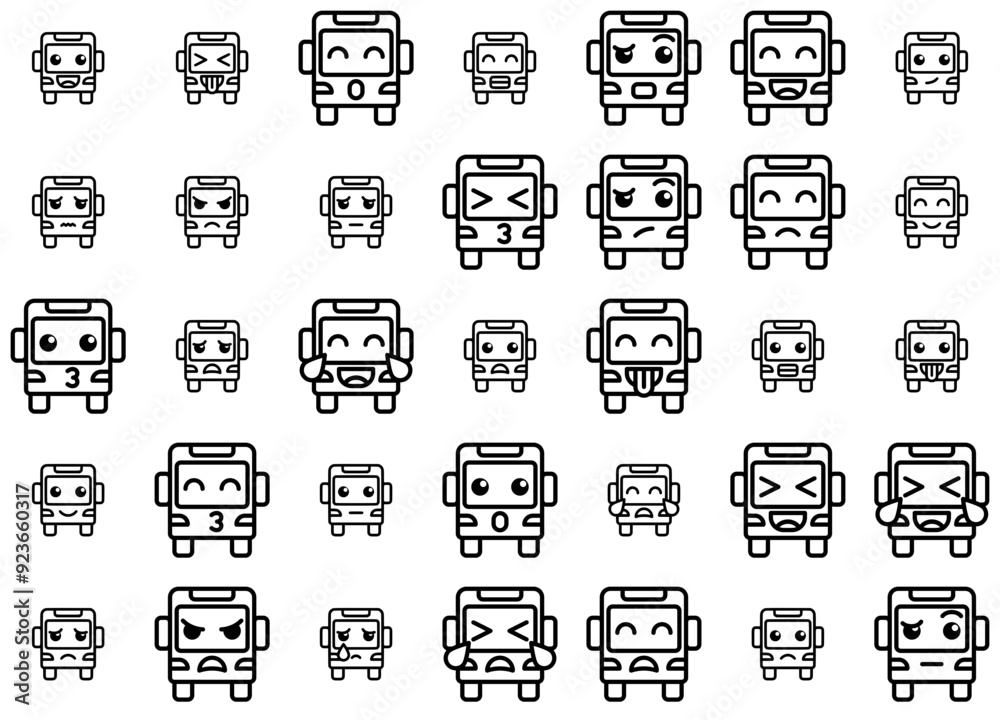 Mega Set Of Vector Bus Icons Silhouette Vector Logo Design Containing ...
