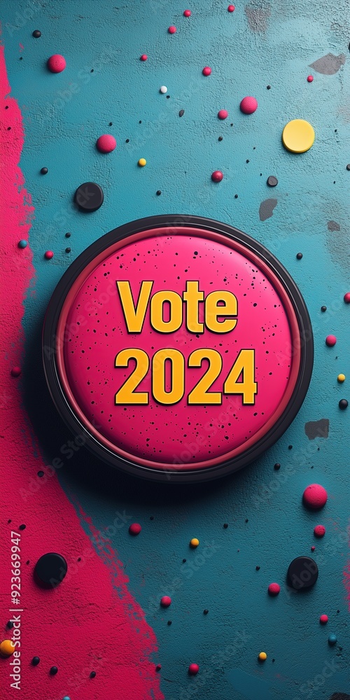 Colorful Vote 2024 button on a vibrant background, representing a ...