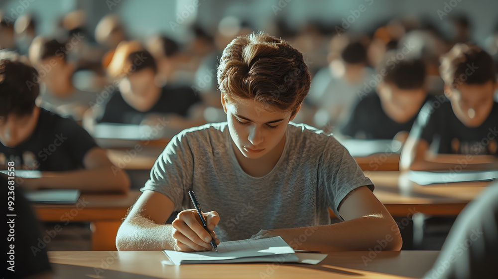 Students taking an exam classroom school college examination test ...