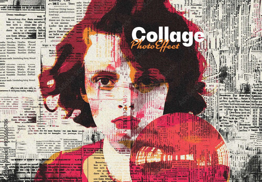 Newspaper Collage Photo Effect Mockup With Generative AI Stock Template ...