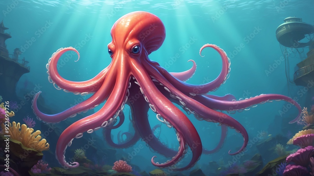 kara the kindhearted kraken a giant squid with a gentl game concept ...