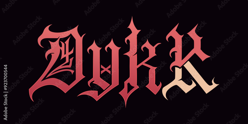 Gothic font, dark tattoo y2k alphabet, medieval letter typography print ...