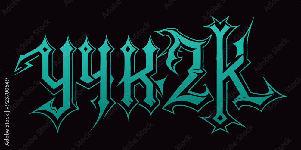 Gothic font, dark tattoo y2k alphabet, medieval letter typography print ...