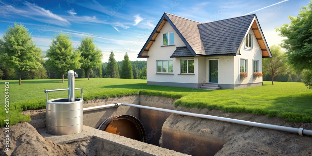 Underground septic tank and house , underground, septic tank, house ...