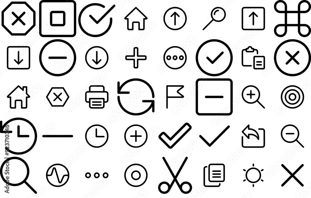 Mega Set Of Vector Basic Ui Regular Icons Web Header Banner Design ...