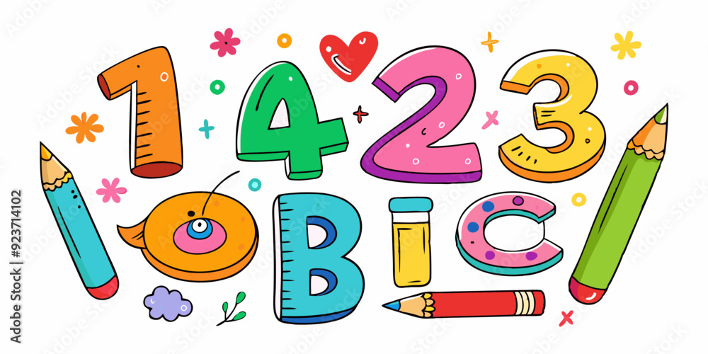 Doodle children font, cartoon funny alphabet, vector hand drawn ...