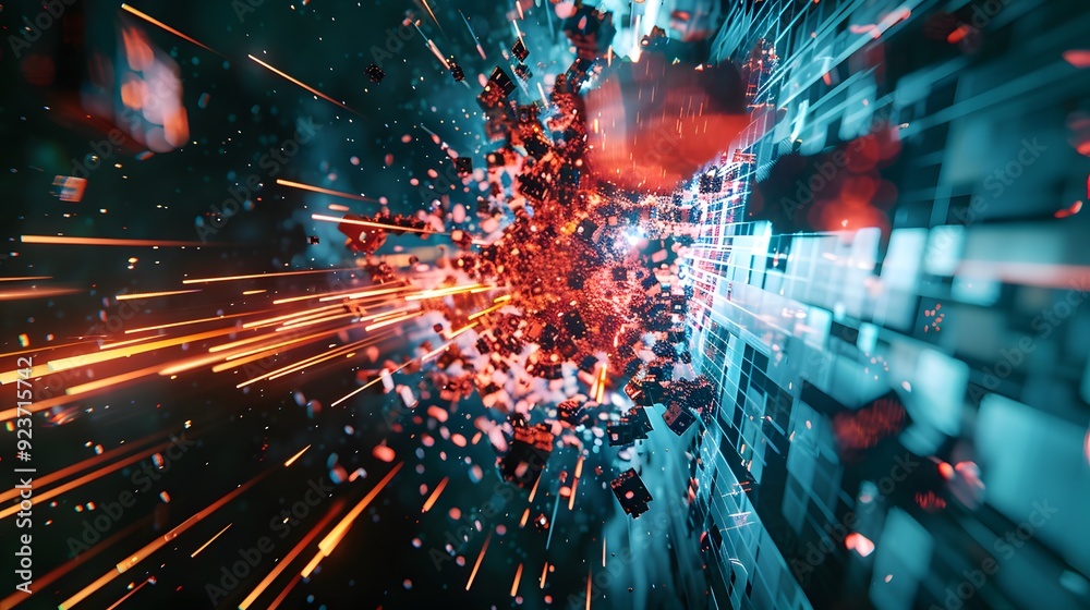 An intense digital battlefield where two different inputs collide and ...