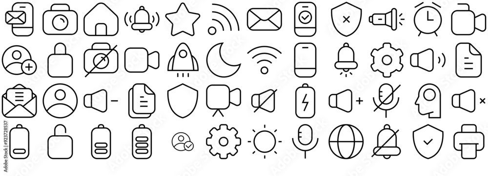 Set Of Basic Ui Line Icons Collection Isolated Silhouette Solid Icons Including Interface