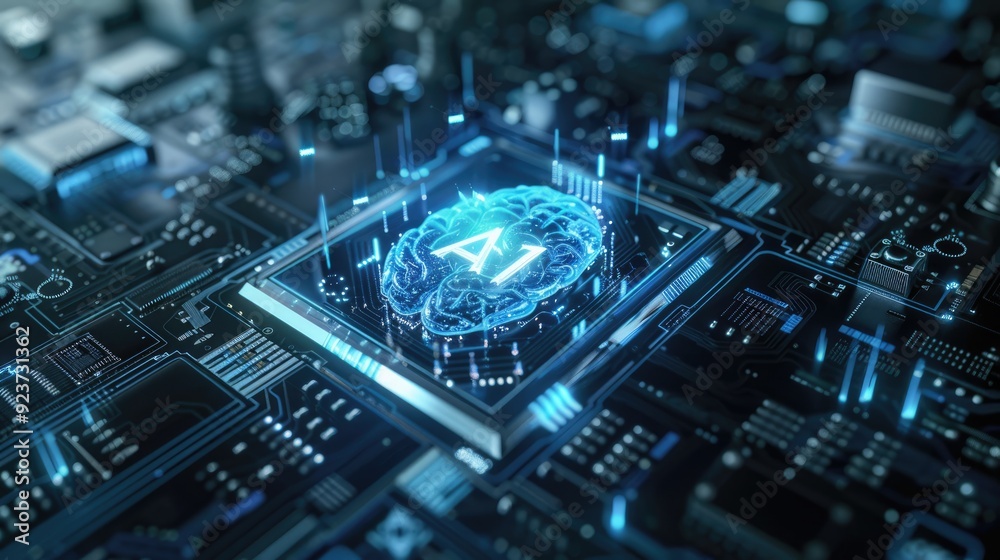 The picture of the neon mainboard and cpu made with semiconductor ...