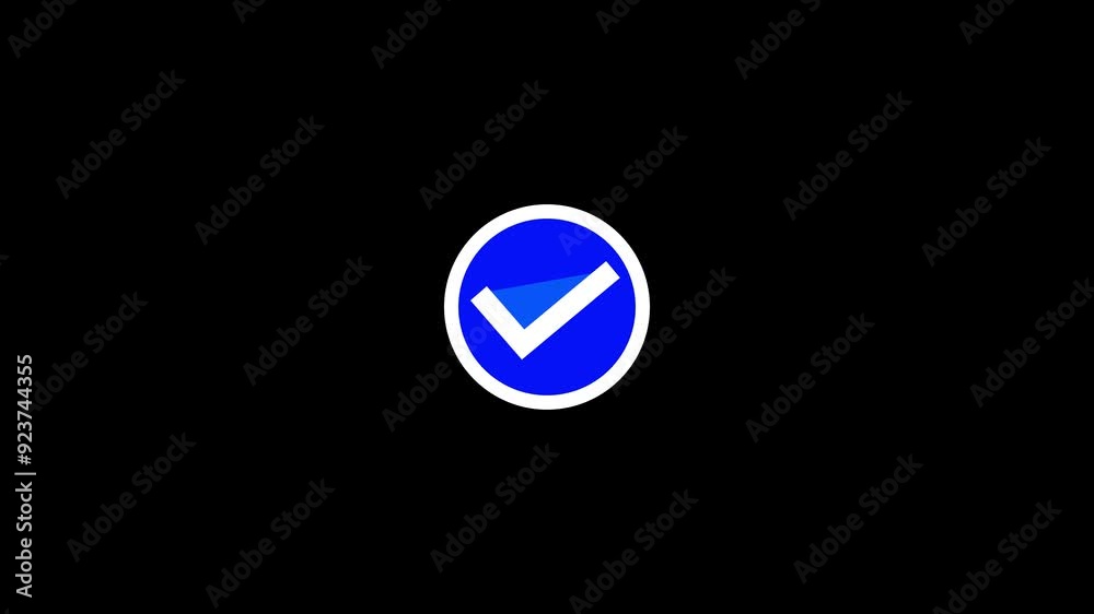 Check mark symbol isolated on black background, tick icon or correct ...