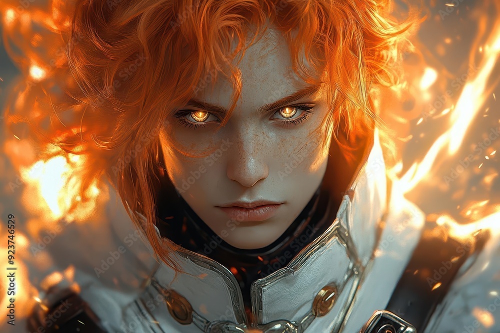dynamic anime warrior fierce orangehaired solo leveling protagonist ...
