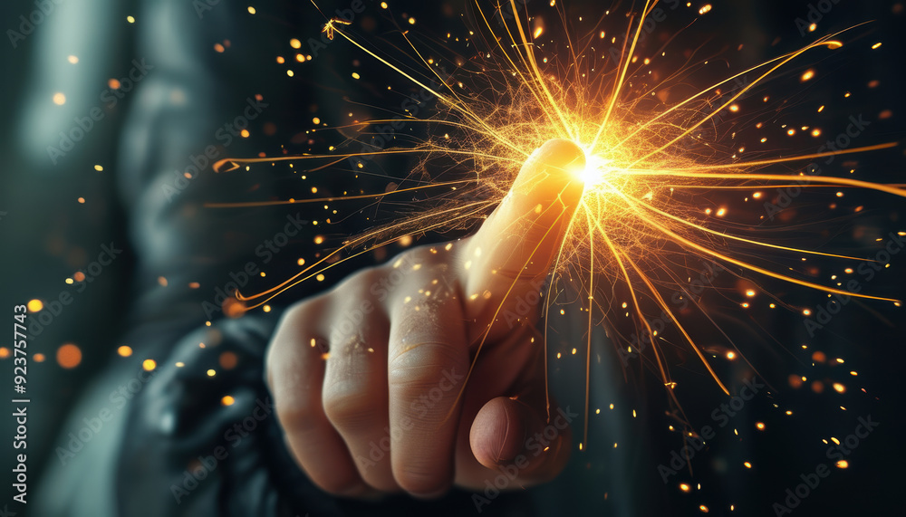 Human Finger Igniting Electric Spark: Conceptual Imagery of Energy and ...
