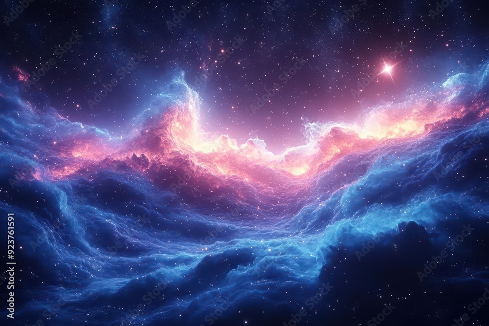 ethereal animestyle night sky with a falling star swirling galaxy ...