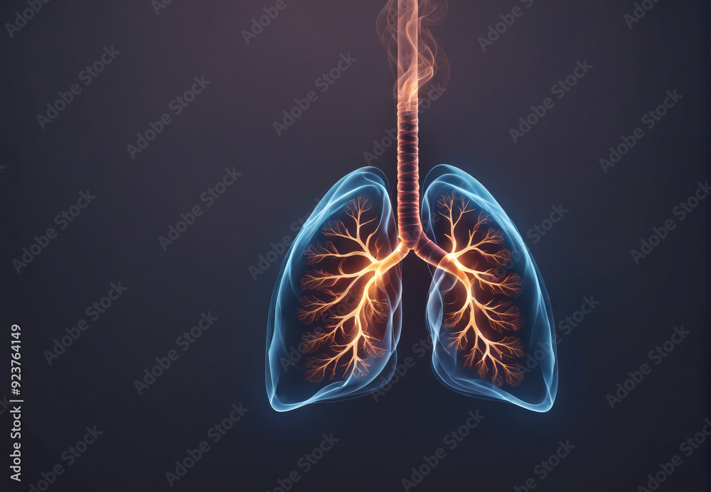 Detailed Illustration of Lungs With Intricate Bronchial Tree Structure ...