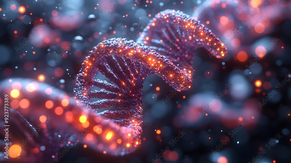 Detailed 3D Rendering of Vivid Color Coded DNA Helix and Medical ...