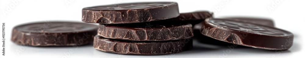 Stacked Delights: An Isolated Black Chocolate Buttons Tower on a Pure ...