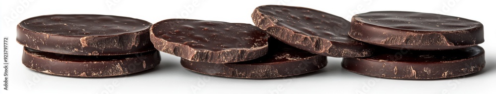 Stacked Delights: An Isolated Black Chocolate Buttons Tower on a Pure ...