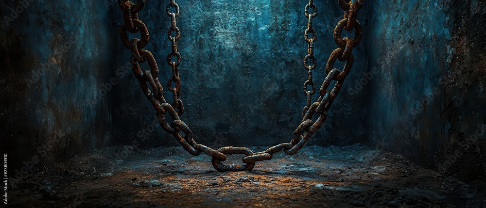 Medieval shackles chamber : A shadowy chamber with rusted shackles ...