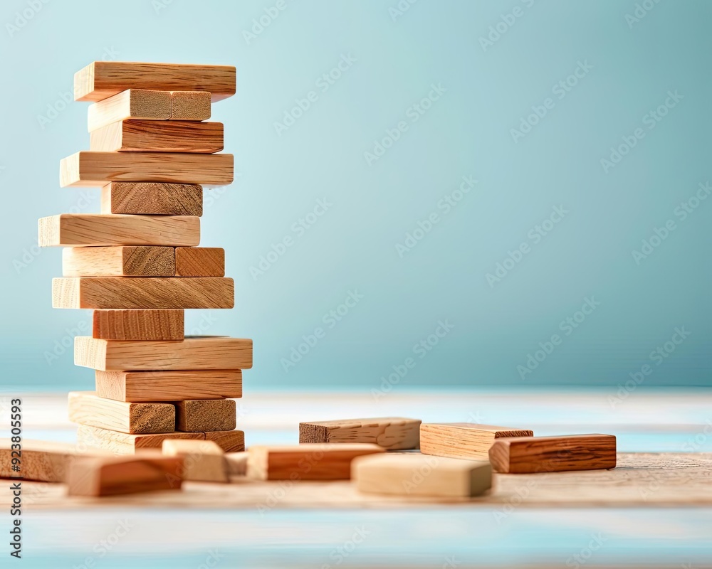 A tower of blocks increasing in height, while another tower decreases ...