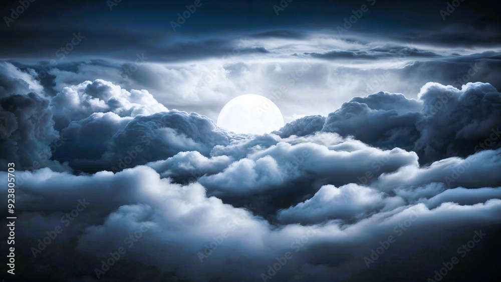 Night Sky Weather with Moon and Clouds. Minimalistic black and white ...