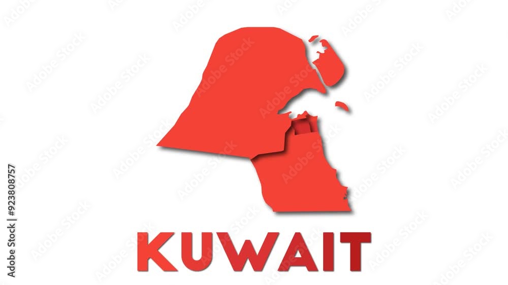 Kuwait map showing regions. Animated country map with title. 4K ...