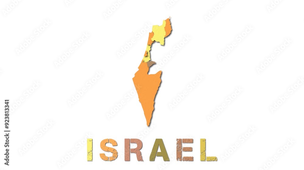 Israel map with paper regions. Animated country map growing from ...