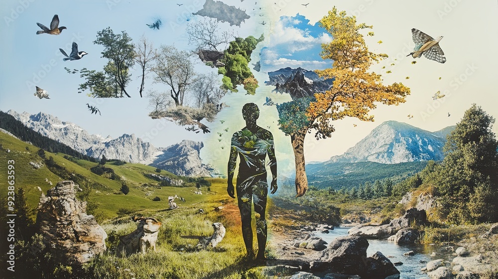 Innovative collage depicting the interconnection of human activity and ...