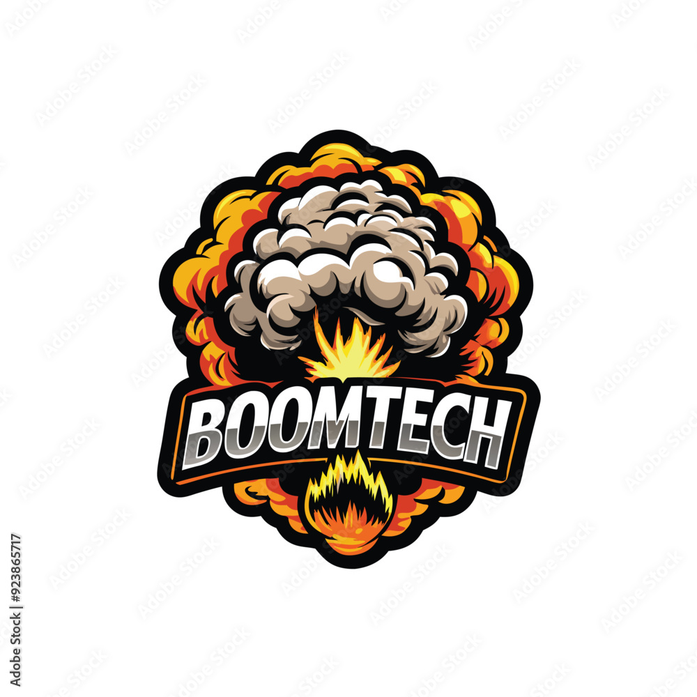 A logo for Boomtech, a brand that sells explosive technology, featuring ...