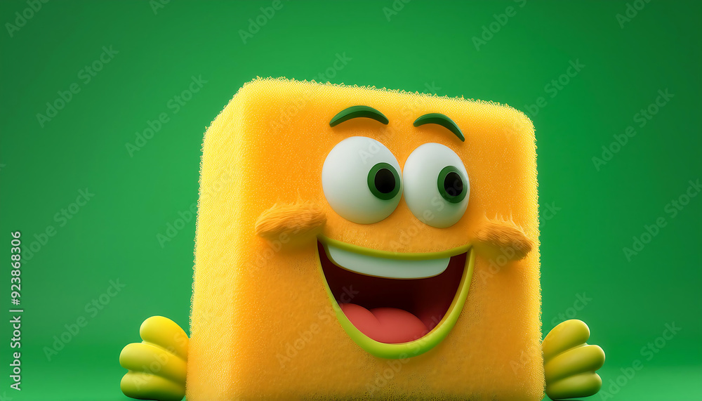 Animated Sponge- A fun and quirky 3D animation of a sponge on a green ...