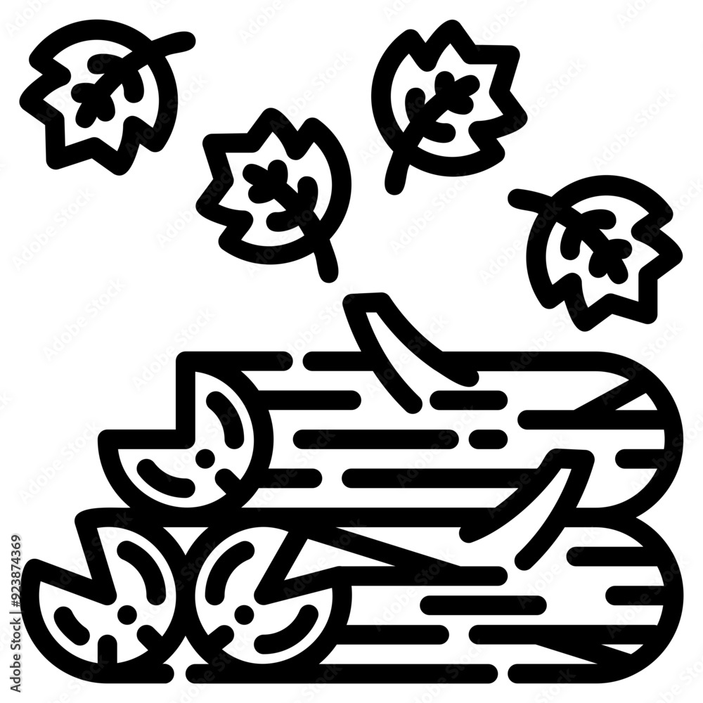 timber. vector single icon with a dashed line style. suitable for any ...