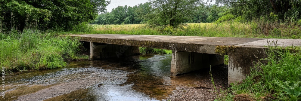 Rustic Concrete Bridge Over a Tranquil Stream - A simple concrete ...