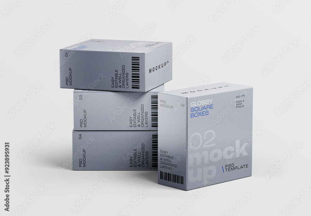 Glossy Square Box Mockup Stock Template | Adobe Stock