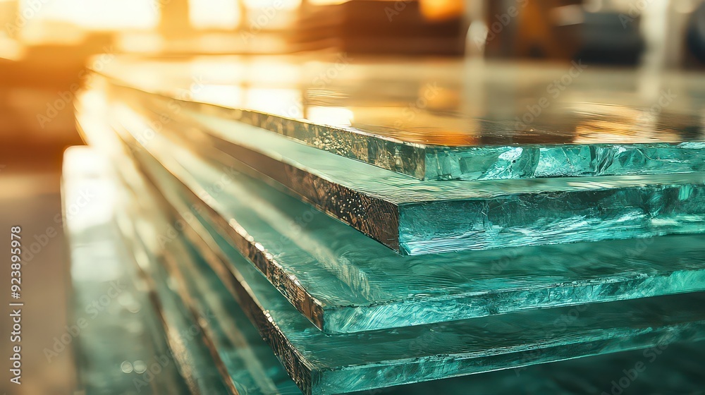 sheet of float glass, produced through a process of melting and ...
