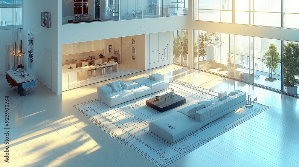 high-resolution architectural visualization plan showcasing a modern ...