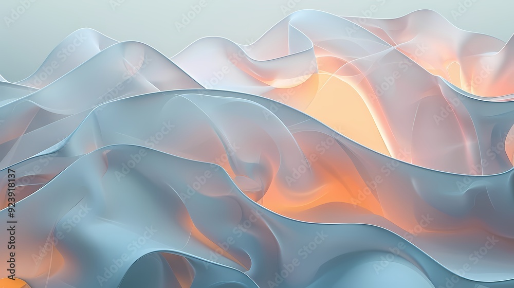 Abstract 3D background with layered, translucent shapes creating a ...