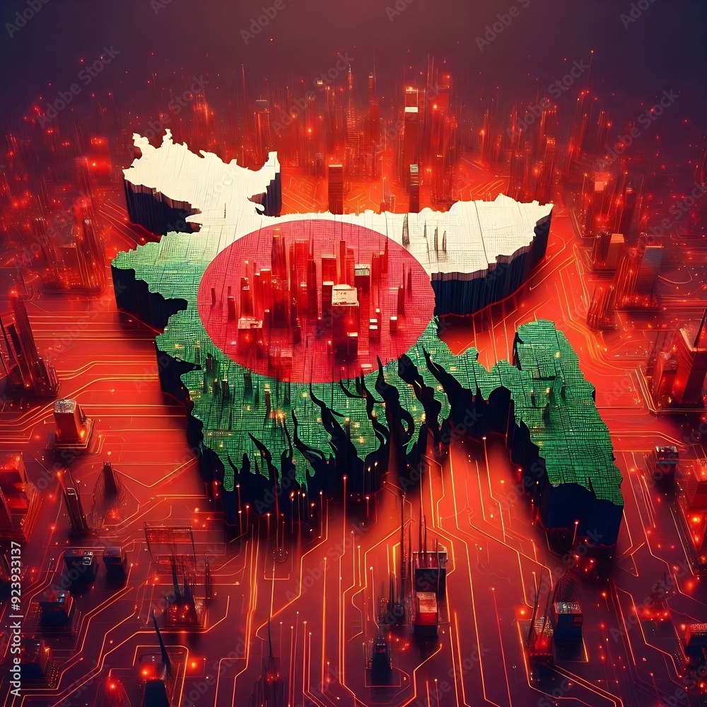 Digital map of Bangladesh. Digital concept. Stock Illustration | Adobe ...