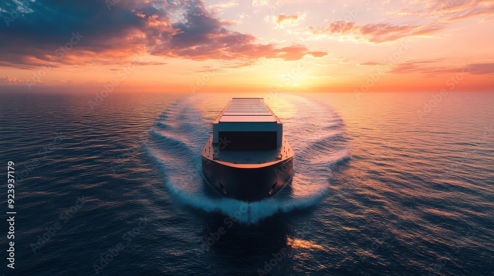 AI-Driven Autonomous Ship: A cargo ship navigating autonomously across ...