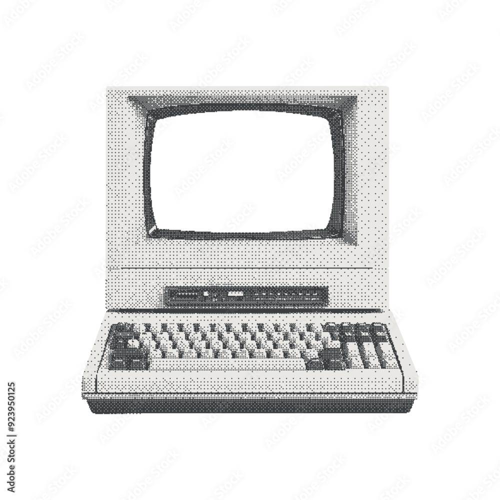 Vintage computer. Collage cutout element for scrapbook, poster, t-shirt ...